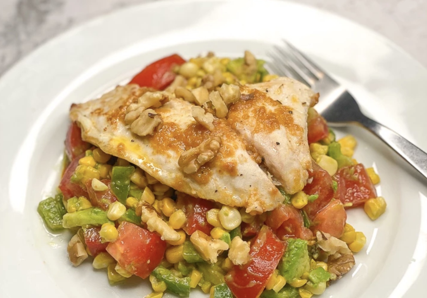 Miso Ginger Fish with Corn & Avocado Salad - Key Nutrition